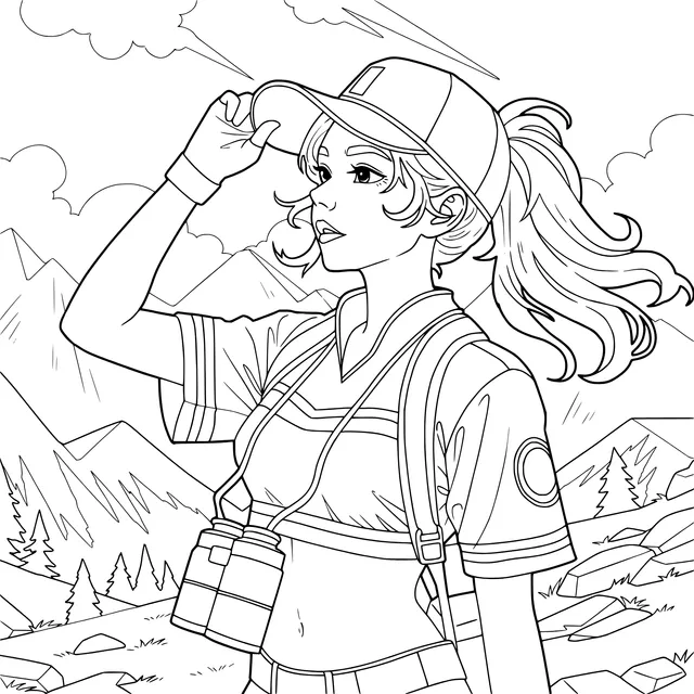 Outdoor Exploring Girl Coloring Page Start A Creative Color Journey